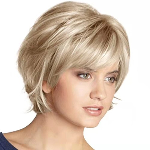 Short Blonde Wigs Blonde Mixed Brown Wigs for Women Natural Fluffy ...