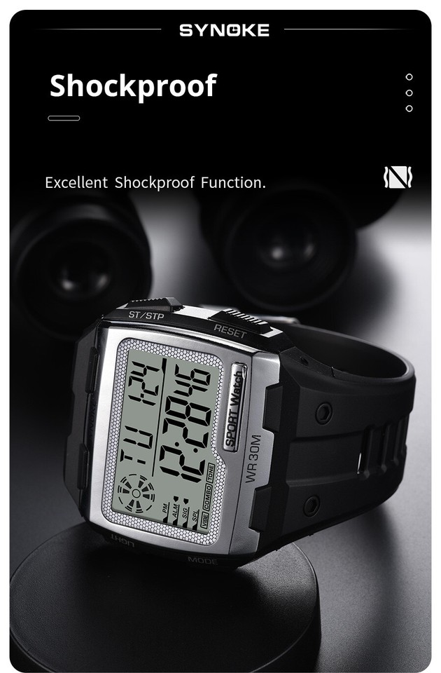 SYNOKE Men's Military Waterproof Sport Digital Watch LED Backlight ...