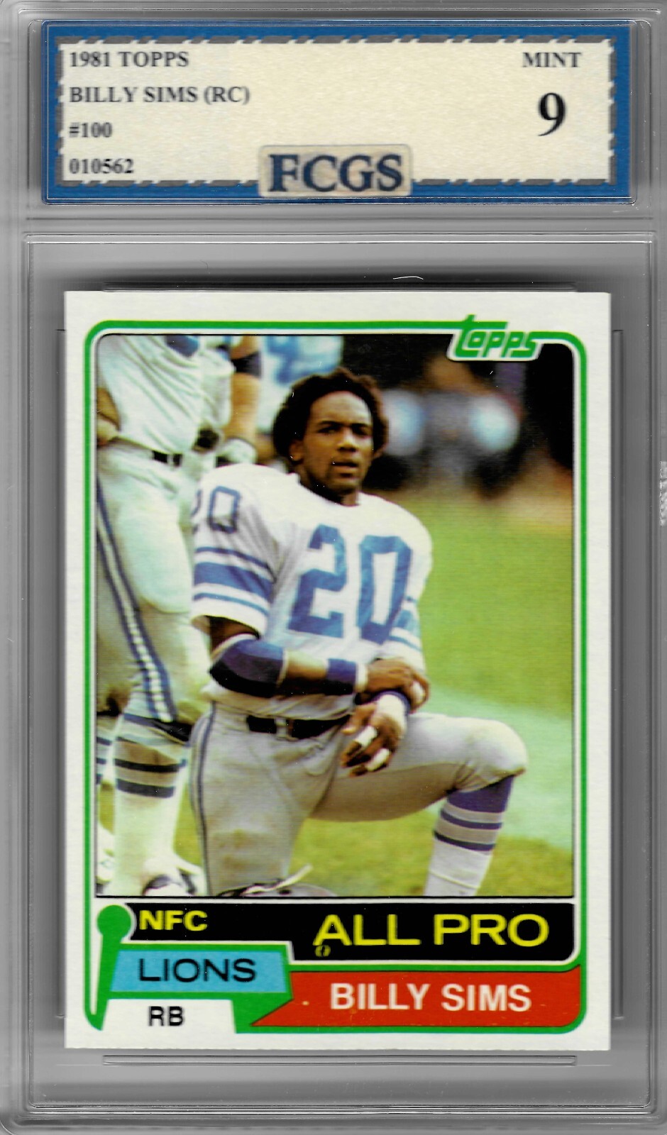 1981 Topps Billy Sims RC #100 Graded FCGS 9 MINT S208 | eBay