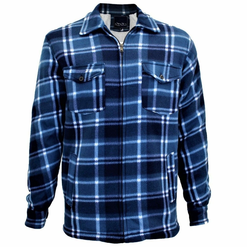 Men s Padded Work Shirts Quilted Fleece Lumberjack Shirt Top Coats ...