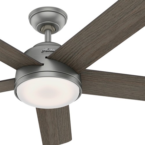Hunter Fan 54 in Matte Silver Contemporary Ceiling Fan with Light Kit ...
