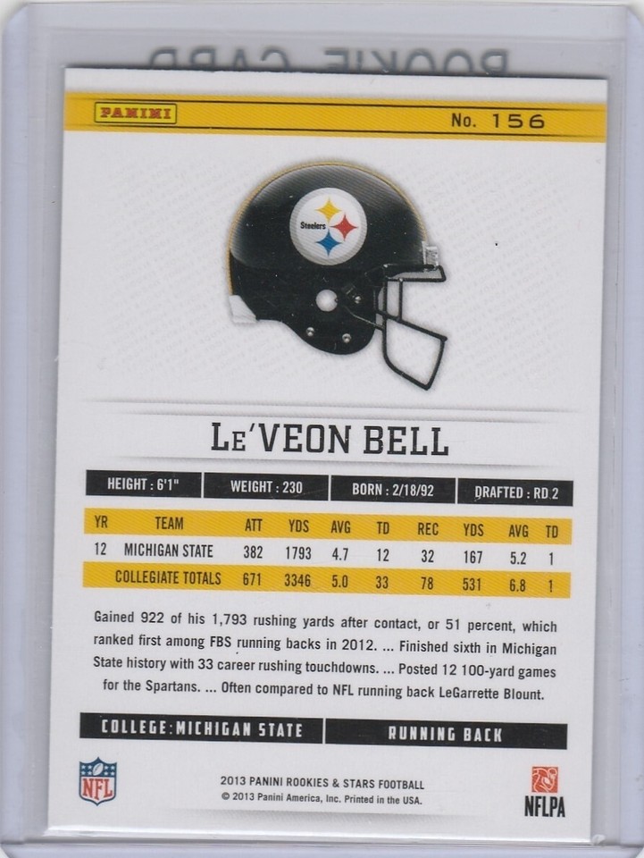 LE'VEON BELL 2013 R&S Longevity Foil INSERT ROOKIE CARD Leveon Steelers ...
