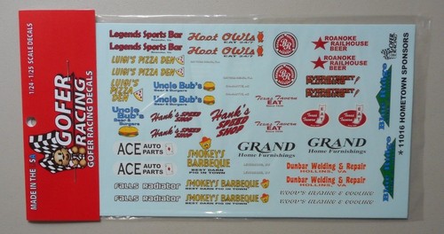HOMETOWN SPONSORS 1:25 1:24 GOFER RACING DECALS CAR MODEL ACCESSORY ...