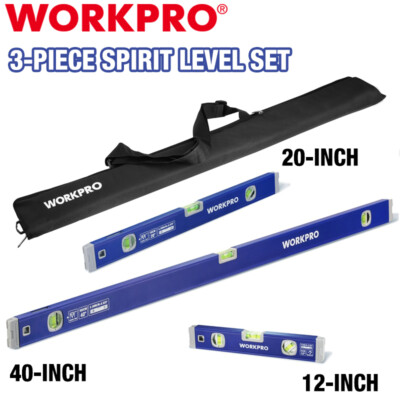 WORKPRO 3PC Spirit Level Set 12" 20" 40" Heavy Duty Level Magnetic ...