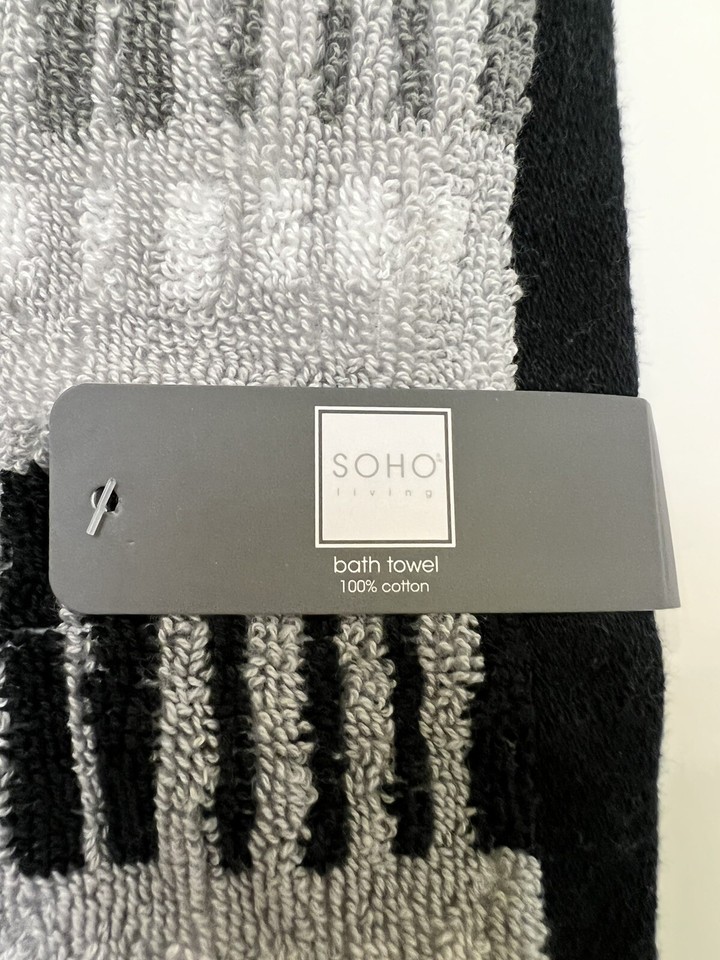 Soho Living 2 Bath 2 Hand 4 Washcloth Towel Set Stripes Tiles ...