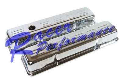 Chrome Steel Small Block Chevy 350 Logo Short Style Valve Covers Hot ...