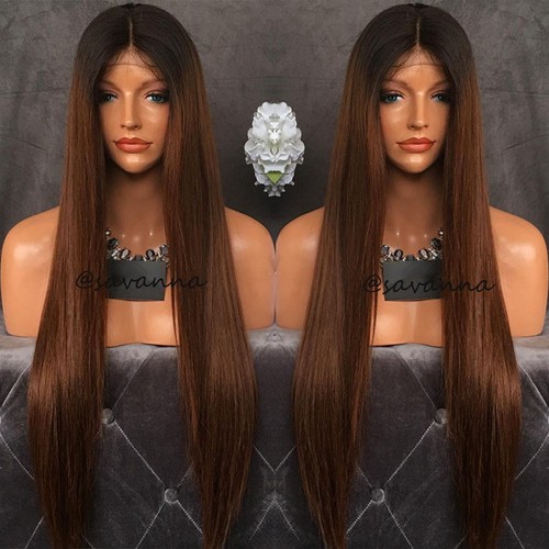 Glueless Two Tone Ombre Brazilian wig Human Hair Lace Front Wigs Full ...