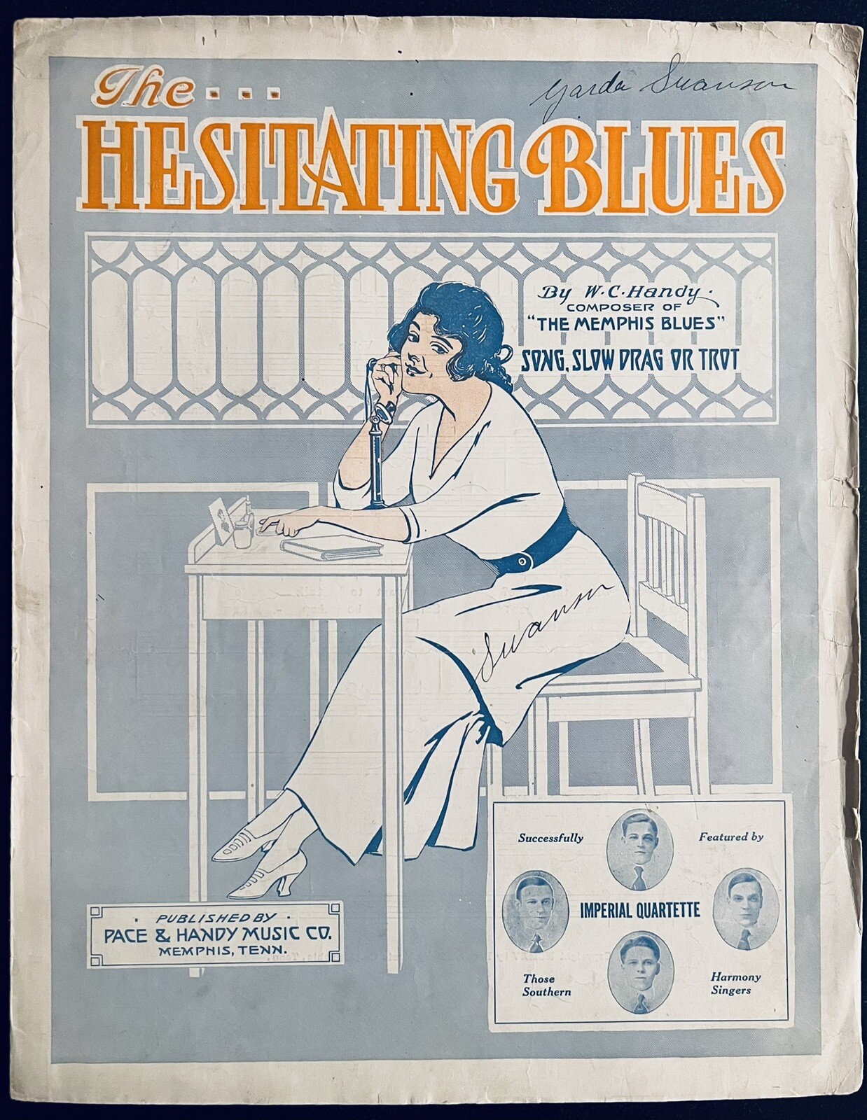 1915 BLACK composer W. C. HANDY sheet music HESITATING BLUES Memphis ...