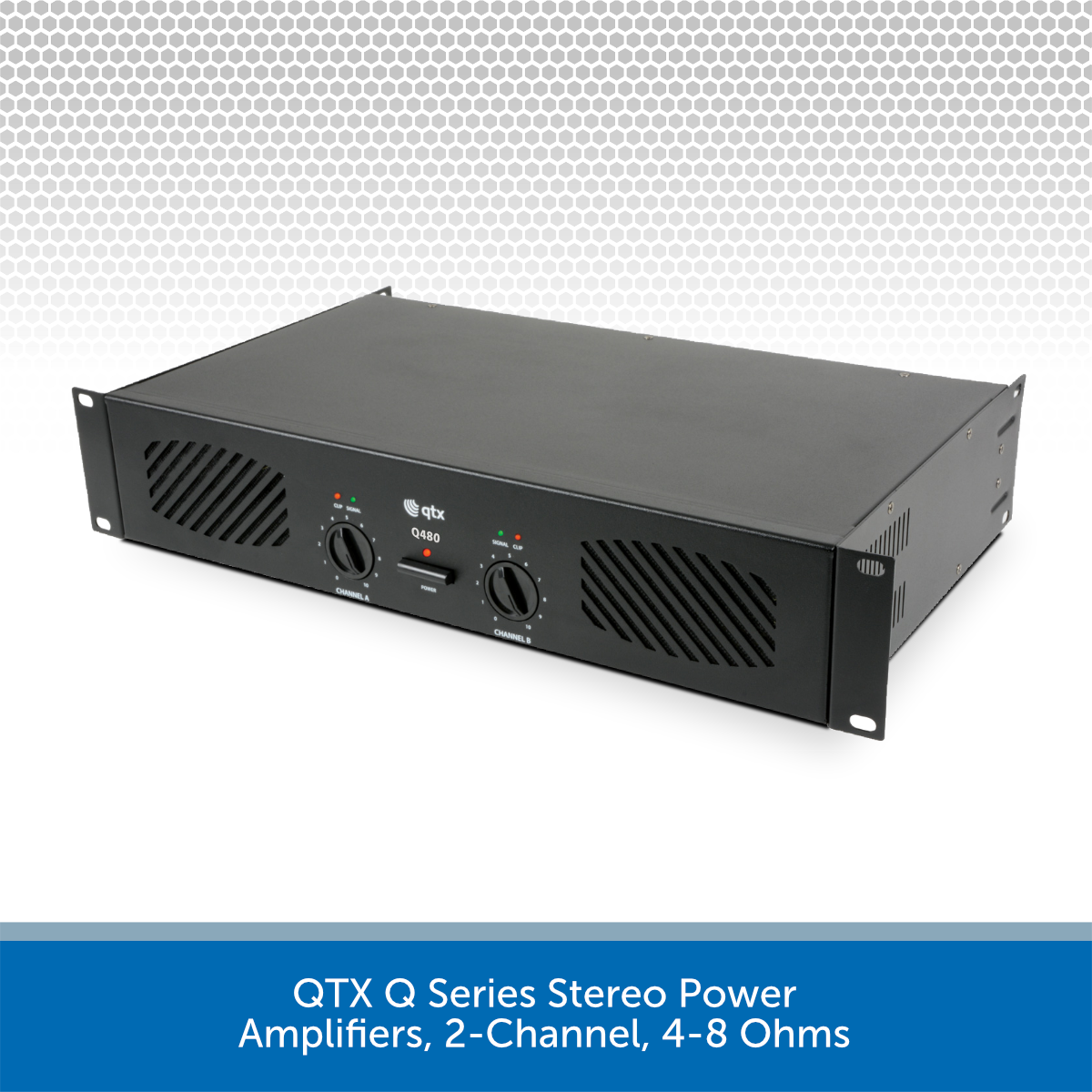 QTX Q480 Power Amplifier 172.052 2 x 240W 480W 19" Jack RCA ...