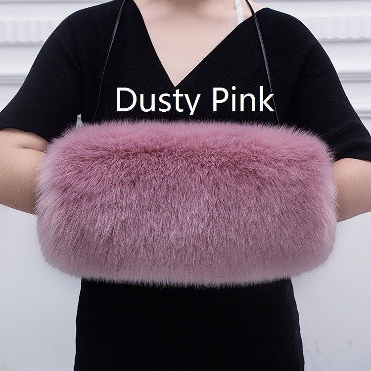 Ladies Hand Muff Fluffy Faux Fur Winter Wedding Bridal Gloves Warmer ...