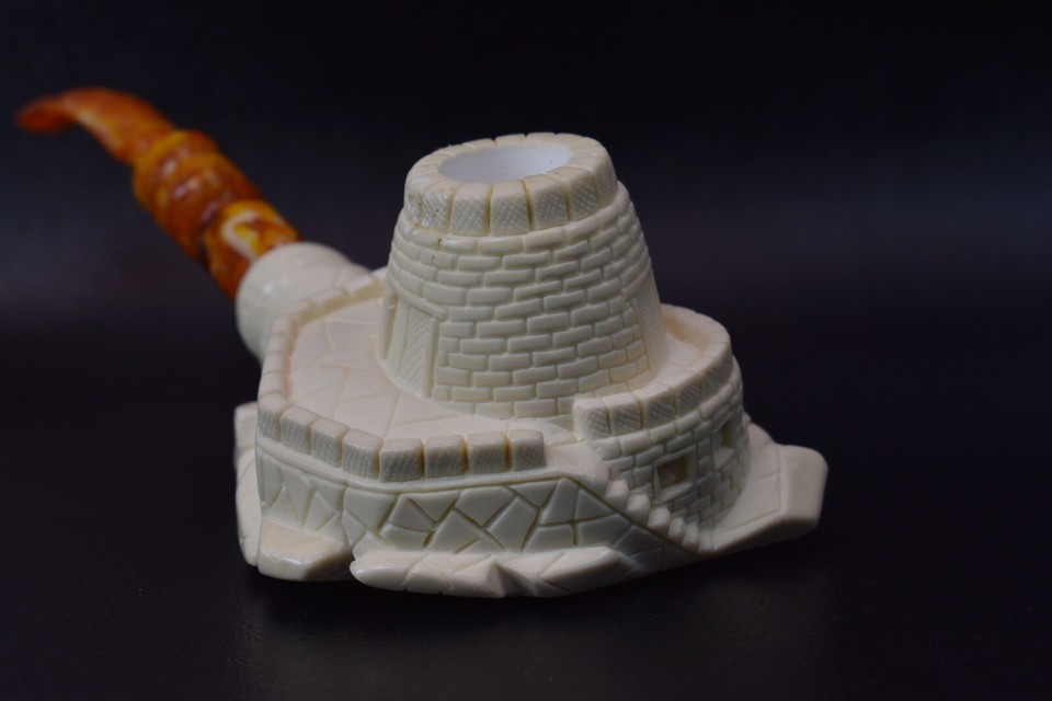XL White Castle Pipe By Baglan New Block Meerschaum Handmade W Case ...
