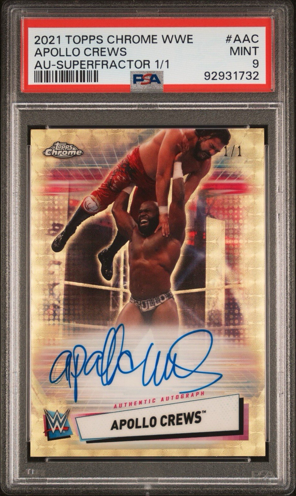 2021 Topps Chrome WWE Apollo Cruz Superfractor 1/1 On Card Auto PSA 9 # ...