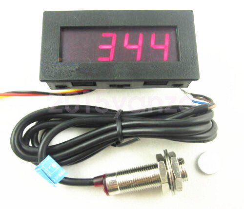 Digital Red LED Tachometer RPM Speed Meter + Hall Proximity Switch ...