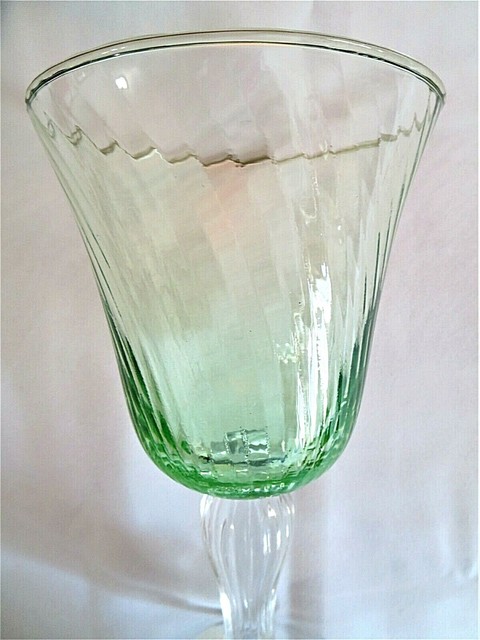 Zrike Green Glass Water Goblet Gwynevere Blown Glass Set of 2 for sale ...