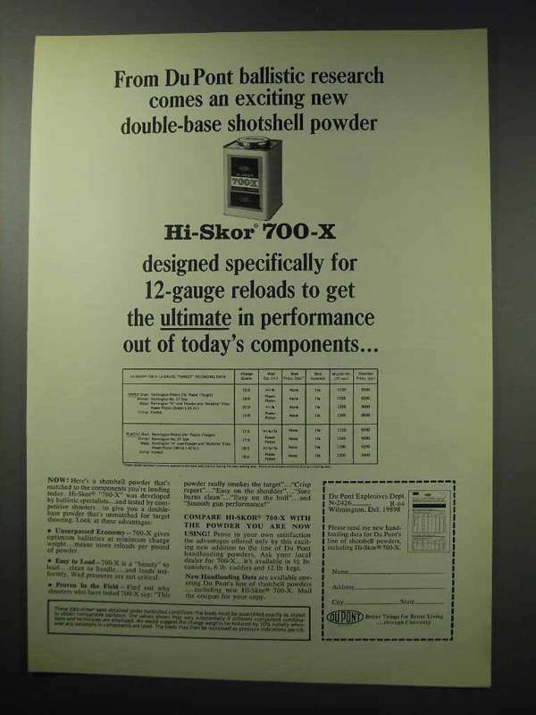 1964 Du Pont Hi-Skor 700-X Powder Ad - Research | eBay
