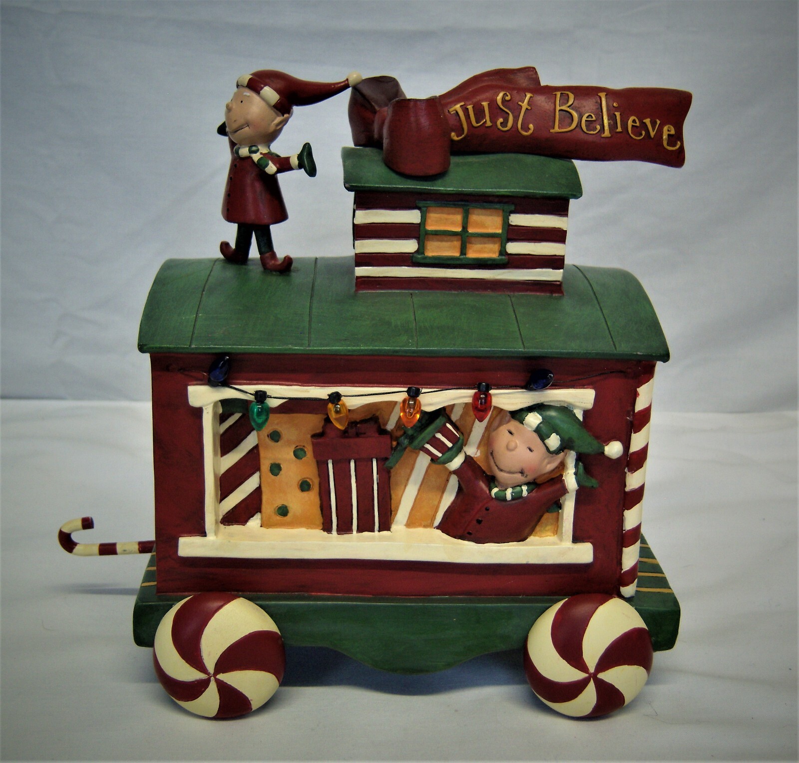 Vtg Christmas Elf Wagon Filled with Toys Just Believe 9"Lx8.5"Tx6"W | eBay