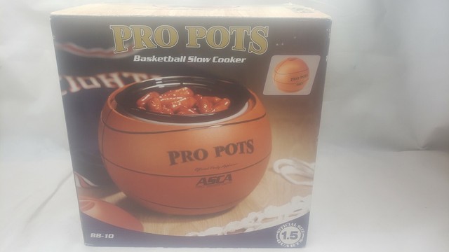 Pro Pots Basketball Slow Cooker Crock Pot Bb10 1.5 Quarts W/lid Rack ...
