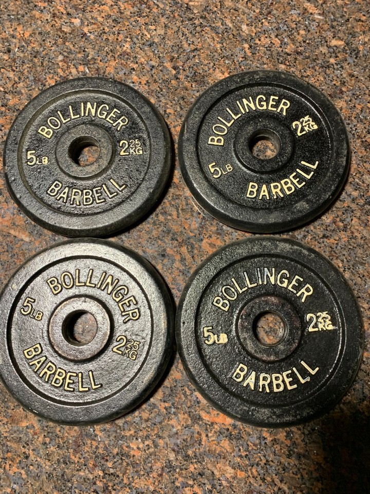 Vintage Weight Plates Bollinger 5 lb / 2.3 kg 1” Hole Barbells Sold In ...