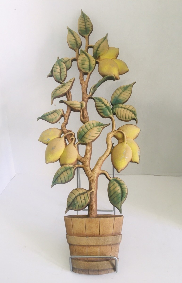 Vintage Sexton USA Cast Aluminum Potted Lemon Tree Wall Vintage Sexton USA Cast Aluminum Potted Lemon Tree Wall