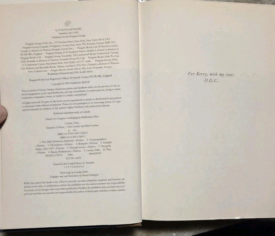Clive Cussler TREASURE OF KHAN First Edition 1st Printing Dirk Pitt ...