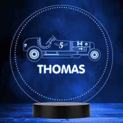 Vintage Sport Racing Car Motorsport Round Personalised Gift RGB LED ...