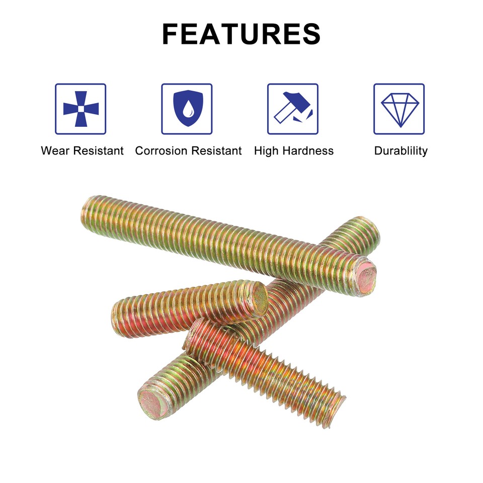 20 Pcs Fully Threaded Rod, M8-1.25x120mm Carbon Steel Long Thread Screw ...