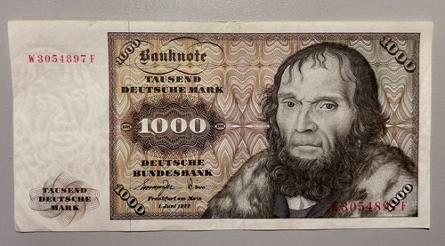 1000 DM Schein Banknote Geld Geldschein Deutsche Mark 1977 Sammler ...