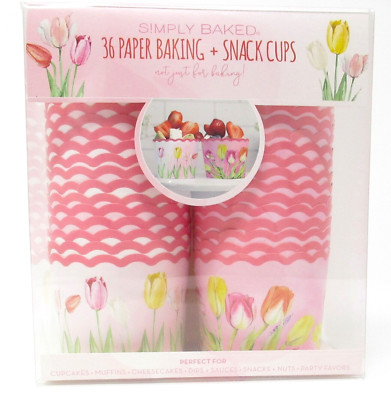 Cupcake Baking Cups 36 Ct Tulips Flowers Heavy Paper Liners Muffin ...