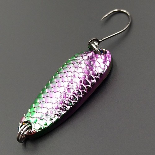 10PCS Spoon Fishing Lures Scale Pattern River Stream Freshwater Bass ...