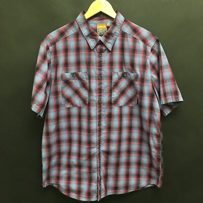 Mens XL MERRELL Short Sleeve Shirt Blue Plaid 28c | eBay