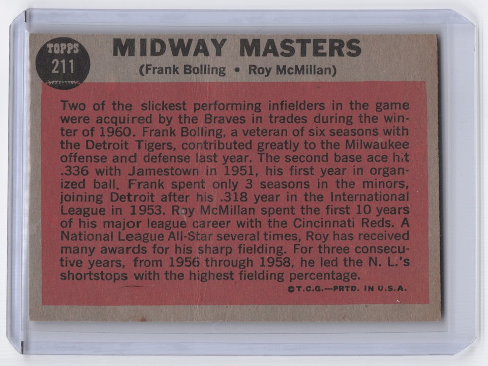 1962 Topps #211 Midway Masters Very good | eBay