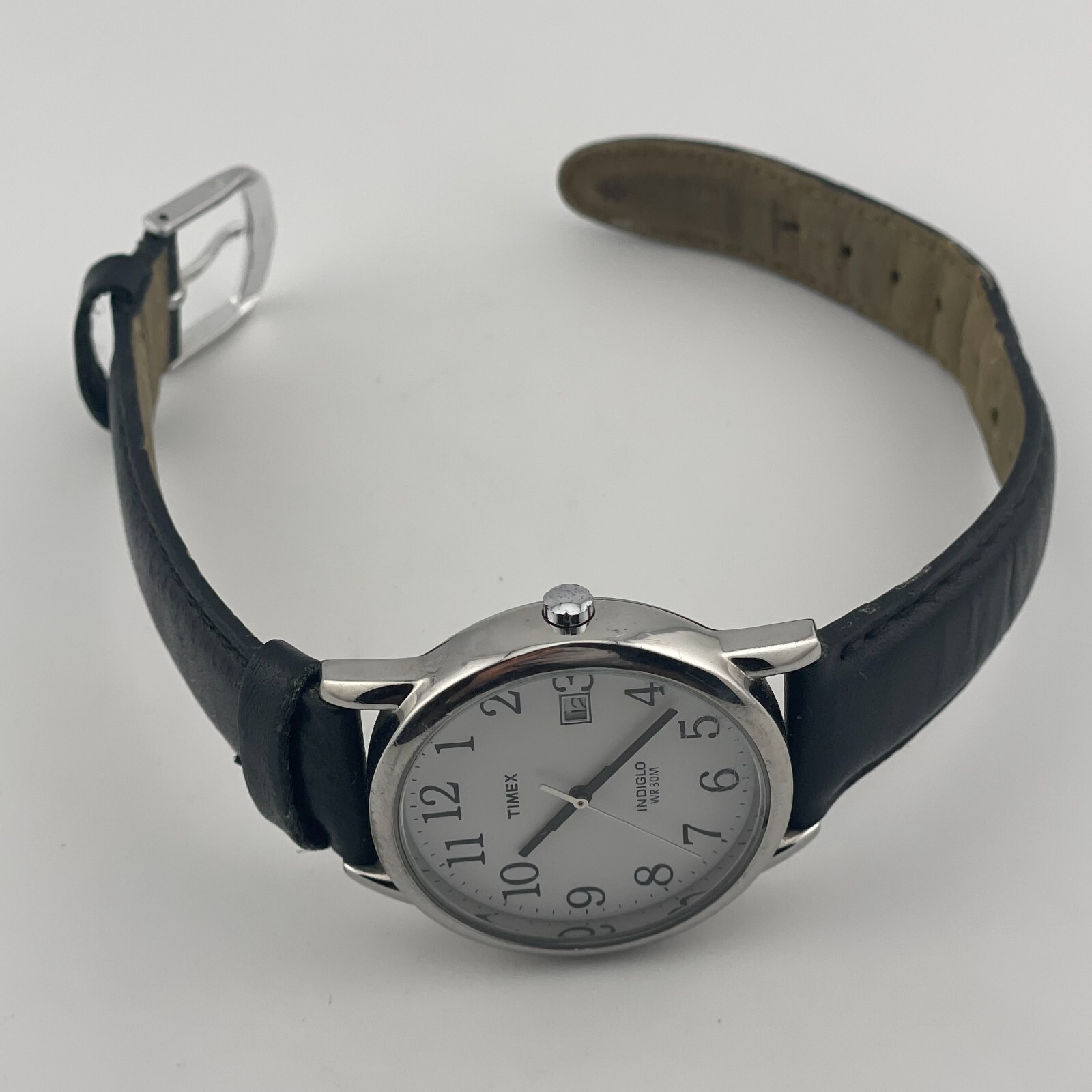 Timex Easy Reader Watch Mens Indiglo Date 35mm Case Black Leather Band ...