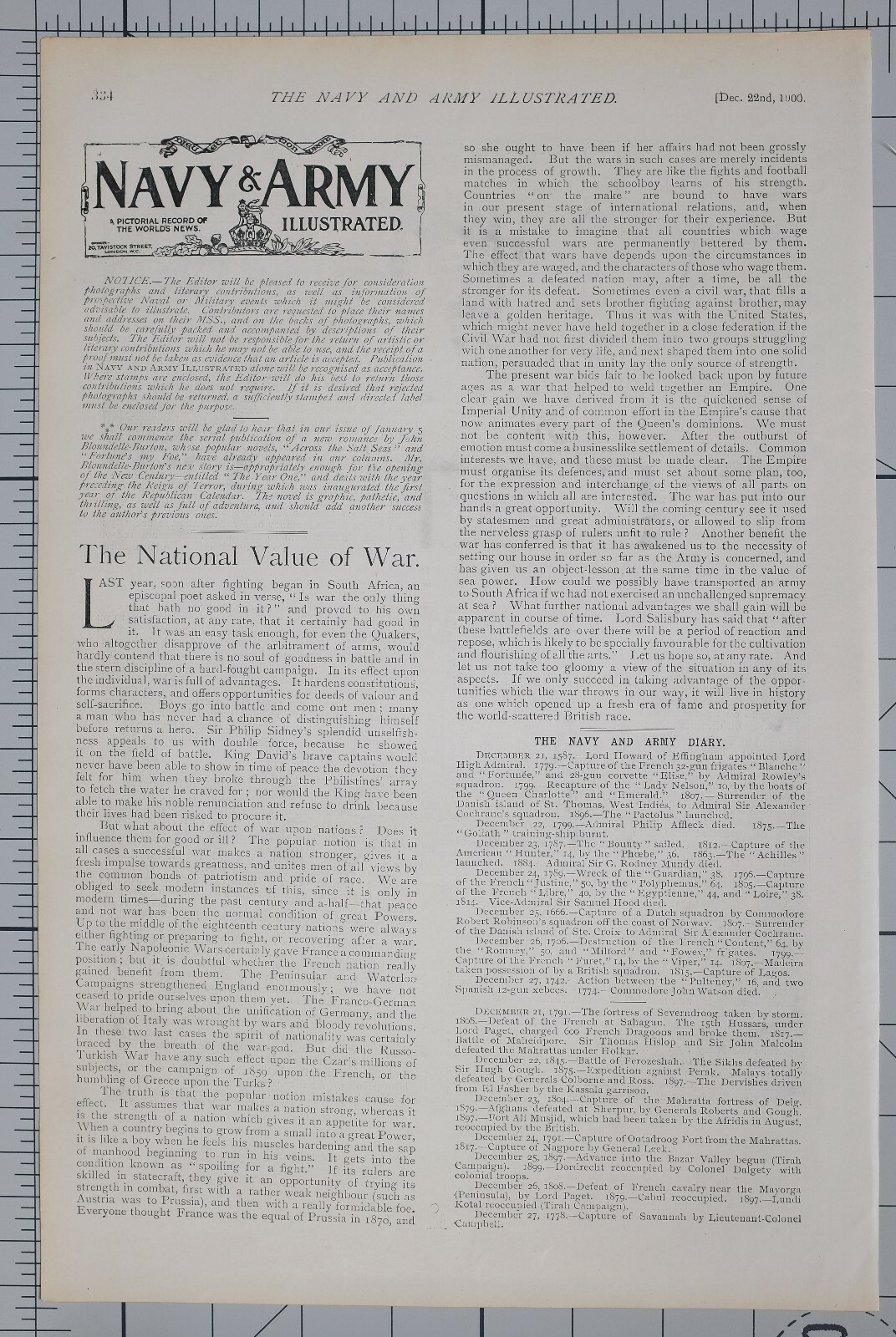 1900 PRINT NAVY & ARMY ARTICLE EDITORIAL BRITISH EMPIRE NATIONAL VALUE ...