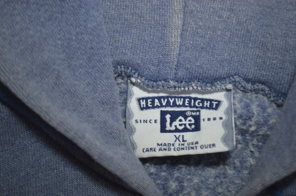 Vintage 90s Lee Heavyweight Full Zip Blank Hoodie Sweatshirt Blue XL ...