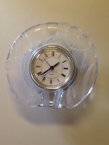 Narcissus Flowers 5 1/2" Tall Fifth Avenue Crystal Clock Frosted Glass ...