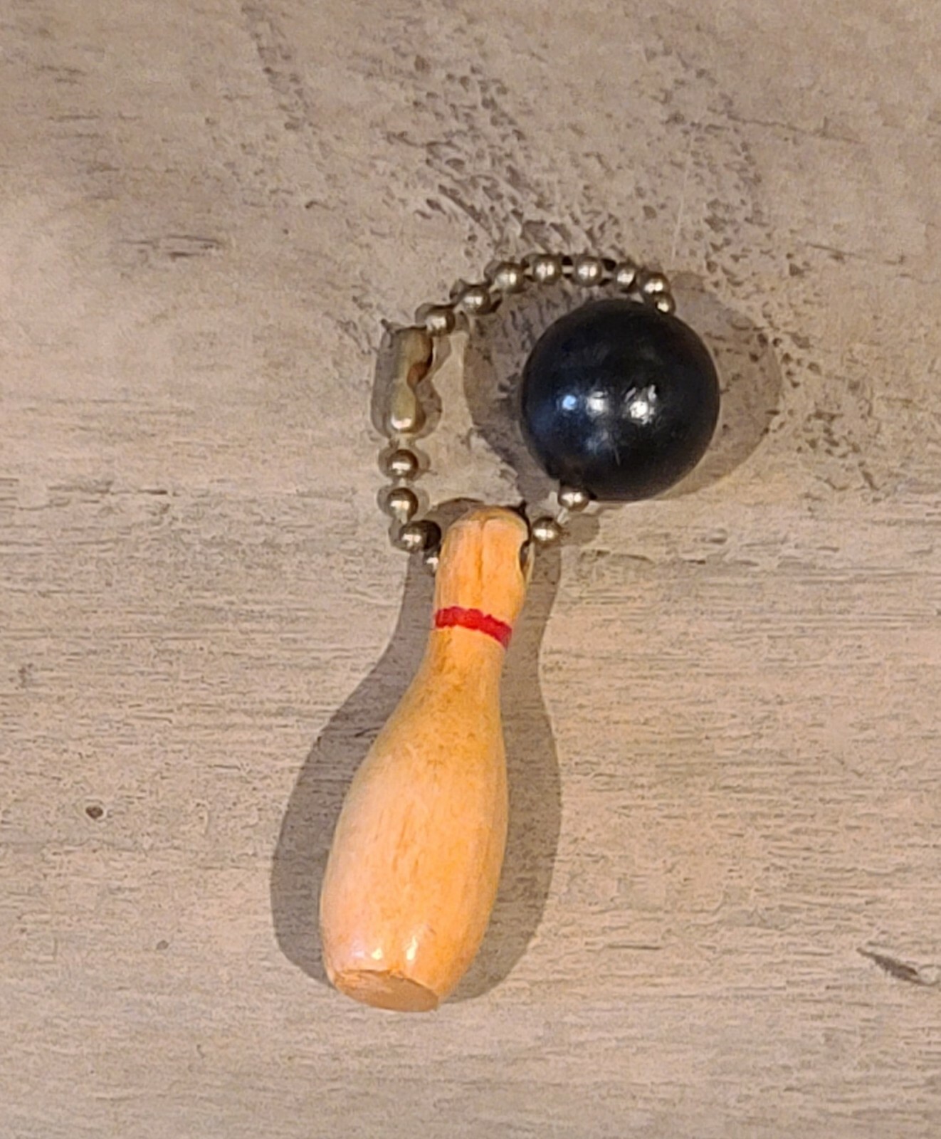 Vintage Wooden Bowling Ball and Pin Keychain | eBay