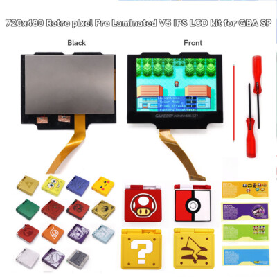 V5 GBA SP IPS Laminated LCD Backlight Screen Kit+Shell For GameBoy ...