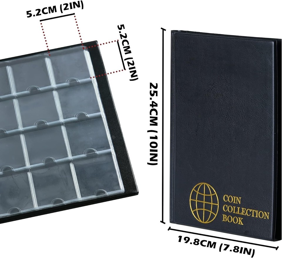 Coin Flip Holder Albums - 120 Pockets 2x2 Coin Flips Coin Storage Books ...