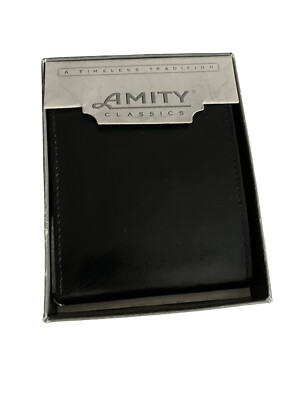 NEW Amity Cowhide Smooth Leather Billfold Wallet, Black Bi-fold Mens | eBay