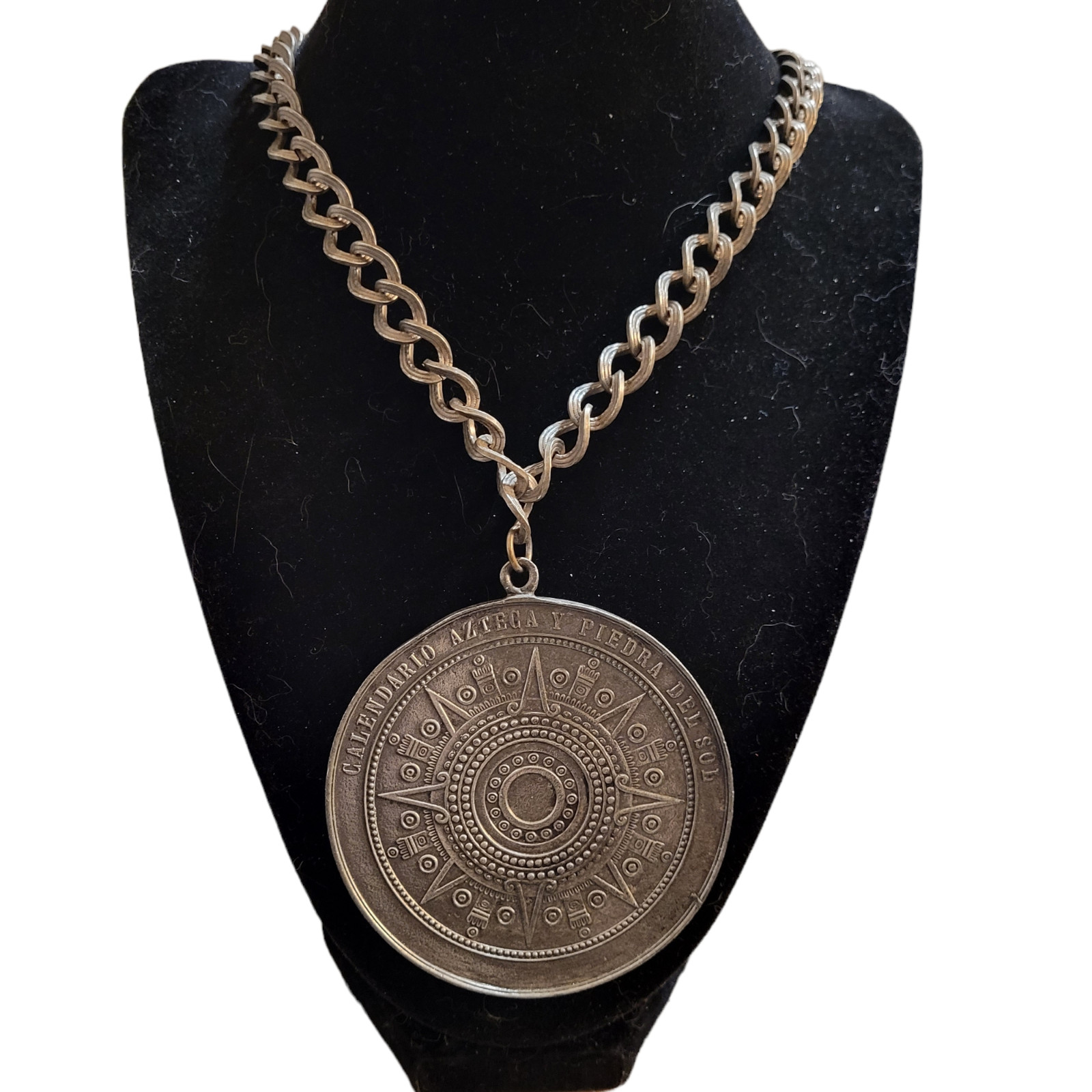 Calendario Azteca Y Piedra Del Sol Pewter Pendant Cur… - Gem