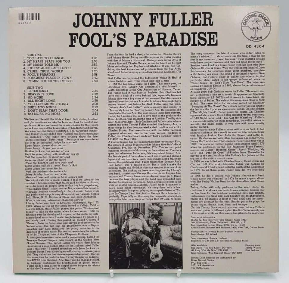 Johnny Fuller Fool's Paradise 12" Vinyl LP Diving Duck Records DD 4304 ...