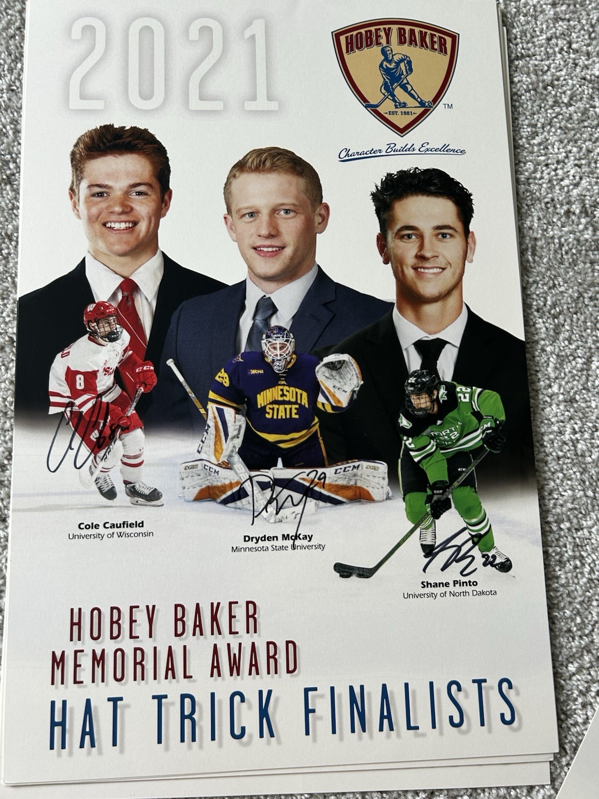 Cole Caufield + Shane Pinto Poster Hobey Baker Upper Deck Autograph ...
