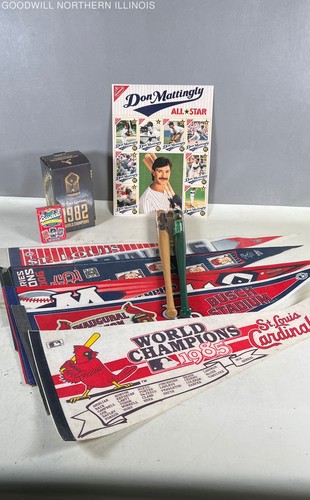VTG STL Cardinals Pennants Flags/ Replica World Series Trophy/Mattingly ...