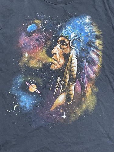Native American Indian Chief Headdress Planets Stars Galaxy T-Shirt XL ...