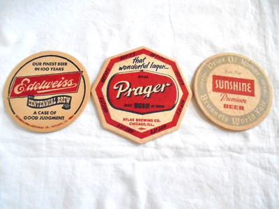 Lot of 3 Vintage Advertising Paper Beer Coasters | eBay