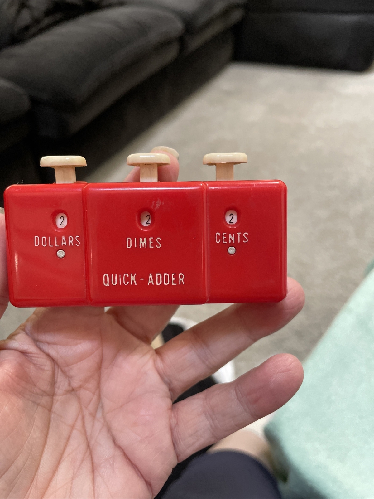 Quick Adder Red 3 Button Plastic Money Button Counter Vintage Hong Kong ...