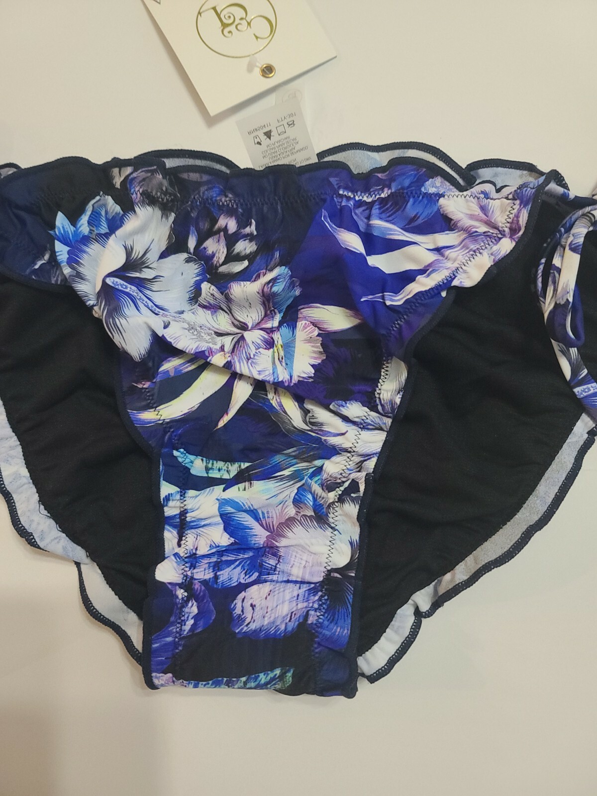 Womens Cyn & Luca Hibiscus Haven Bikini Bottom With Self Tie Straps ...