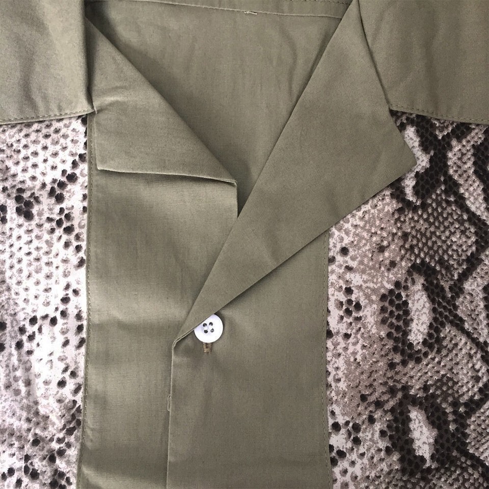 Men Shirt Snake Animal Print Shirt Rockabilly Hip Hop Short Sleeve ...