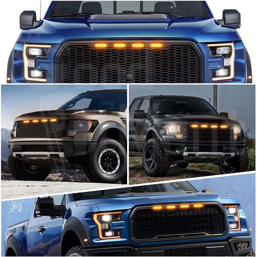 4x LED Front Grille Grill Amber Running Lights For GMC Sierra 1500 ...