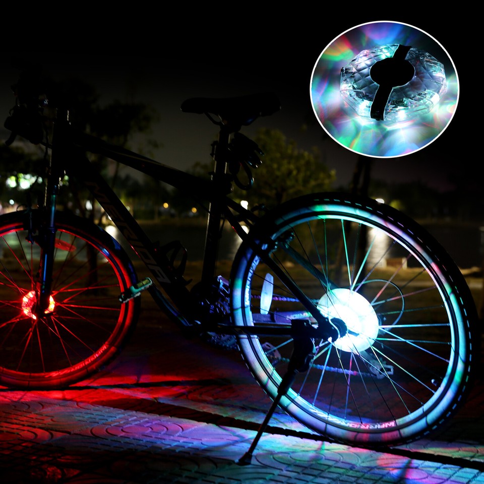 Rechargeable Bike Wheel Hub Lights Waterproof LED Cycling Spoke Lights ...